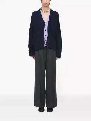 Plan C Contrast-trim Merino Cardigan