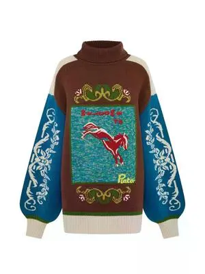 ALEMAIS Lasso Patchwork Knit Sweater - Brown