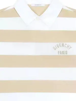 Givenchy Striped Polo In Cotton With Paris Embroidery - Neutrals