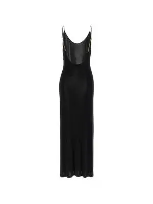 Saint Laurent Cassandre-chain Backless Dress In Knit