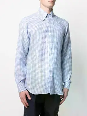 BARBA NAPOLI Gingham Check Pattern Shirt