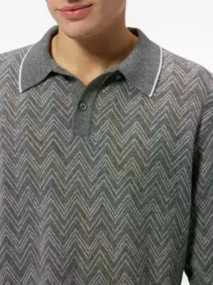 Missoni Long-sleeve Cashmere Zig Zag Polo Shirt