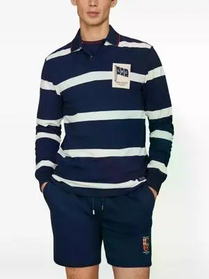 HACKETT LONDON Striped Long-sleeve Polo Shirt - Blue