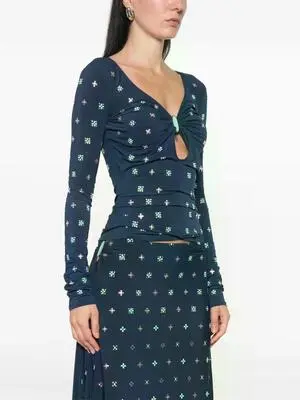 Rabanne Embellished Keyhole T-shirt