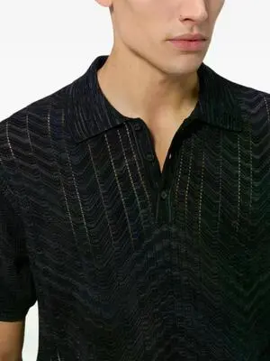 Missoni Openwork Knit Cotton And Viscose Polo Shirt