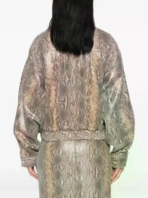 DUCIE Jasmine Python-print Leather Jacket