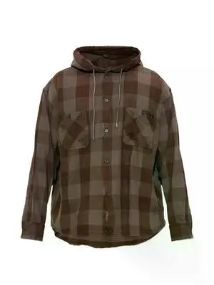 DIESEL® Distressed Hooded Shirt In Check Flannel