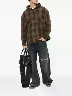 DIESEL® Distressed Hooded Shirt In Check Flannel