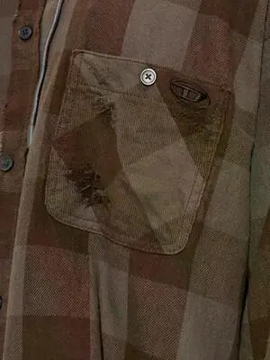 DIESEL® Distressed Hooded Shirt In Check Flannel
