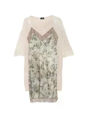 R13 Floral-print Lace-trim Mini Dress - Neutrals