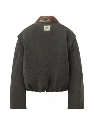 DES_PHEMMES Snake-effect Collar Bomber Jacket