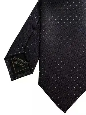 Brioni Polka-dot Herringbone Tie - Blue