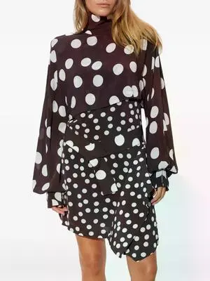 IRO PARIS Damelia Polka-dot Asymmetric Mini Dress