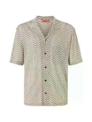 Missoni Viscose Knit Bowling Shirt With Greek Key Motif - Neutrals