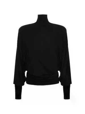 MANURI Romy Padded-shoulder Blouse - Black