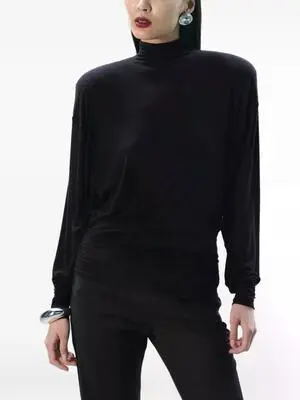 MANURI Romy Padded-shoulder Blouse - Black