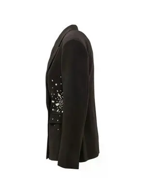 DES_PHEMMES Crystal-embellished Double-breasted Blazer - Black