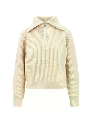 Max Mara Wool Zip-up Roll-neck Jumper Ice - Neutrals