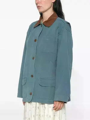 DÔEN Pascual Contrast-collar Jacket - Blue