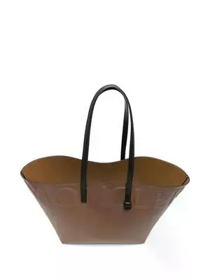 Moncler Embossed-logo Leather Tote Bag - Brown