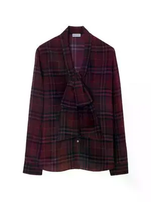 Burberry Check Silk Scarf Blouse