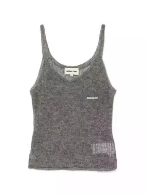 SHUSHU/TONG Knit Spaghetti-straps Top - Grey