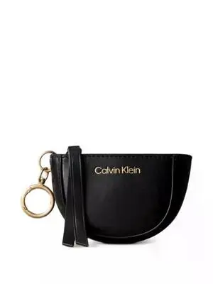 Calvin Klein Logo-print Leather Keyring - Black