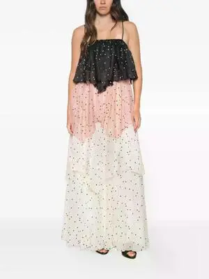 Aje Songstress Polka-dot Ruffled Gown