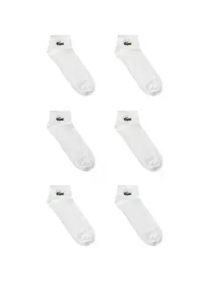Lacoste Logo Embroidered Ankle Socks Three-pack - White