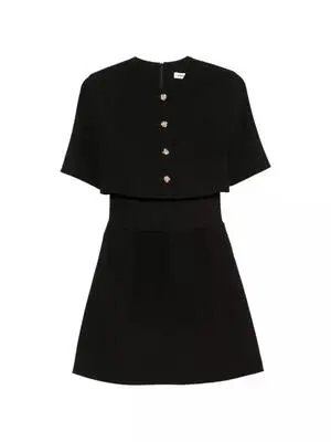 Sandro Layered Woven Dress With Gold-tone Buttons