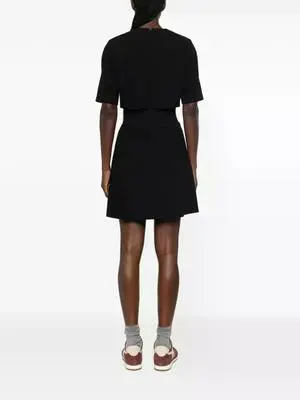 Sandro Layered Woven Dress With Gold-tone Buttons