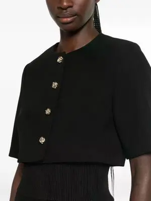 Sandro Layered Woven Dress With Gold-tone Buttons