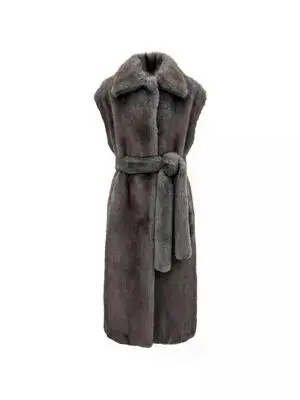 VALENTINI 1972 Belted Sleeveless Coat - Grey