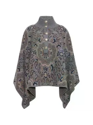 Cara Cara Pagoda Paisley-intarsia Cape