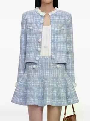 SELF-PORTRAIT Check-knit Mini Skirt