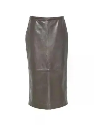 Alberta Ferretti Leather Panelled Skirt - Grey