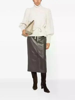 Alberta Ferretti Leather Panelled Skirt - Grey