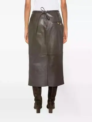 Alberta Ferretti Leather Panelled Skirt - Grey