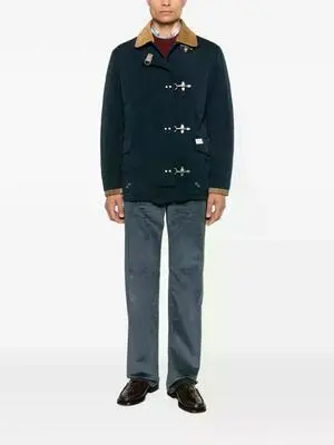 FAY Lobster-clasp Corduroy-collar Jacket - Blue