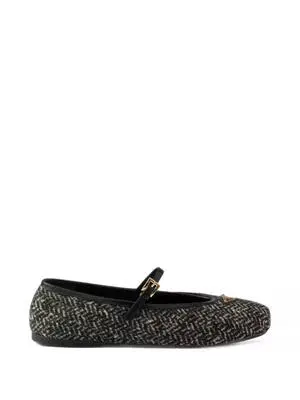 Prada Triangle-appliqué Ballerinas - Black