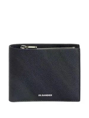 JIL SANDER Zipped Grained-leather Pocket Wallet With Embossed Logo - Black