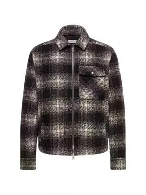 Moncler Check Jersey Zip-up Shirt