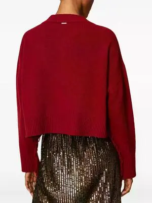 TWINSET Wool Blend Jumper With Fringes - Red