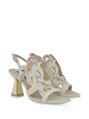 KAT MACONIE Kiawa Crystal-embellished Cut-out Sandals - White