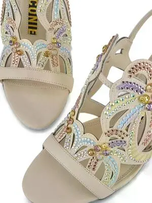 KAT MACONIE Kiawa Crystal-embellished Cut-out Sandals - White