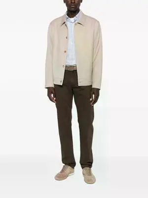 Incotex Logo-patch Twill Trousers - Brown