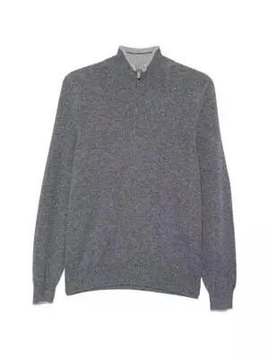 Fedeli Half-zip Knitted Sweater - Grey