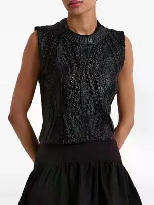 MARIE OLIVER Mcguire Open-knit Sleeveless Top