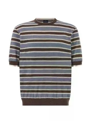 Paul & Shark Striped Double-collar Knitted T-shirt
