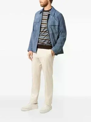 Paul & Shark Striped Double-collar Knitted T-shirt